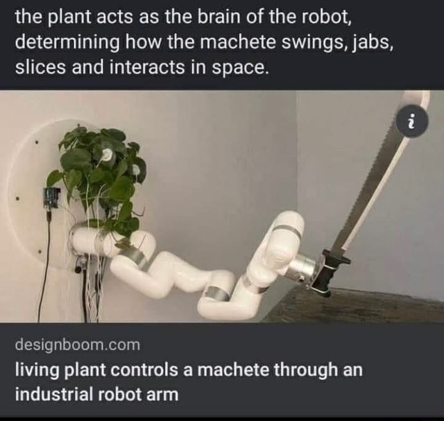 The plant acts as the brain of the robot, determining how the machete ...