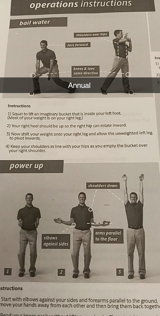 Operations instructions bail water Instructions Annual Or 1) Squat to ...