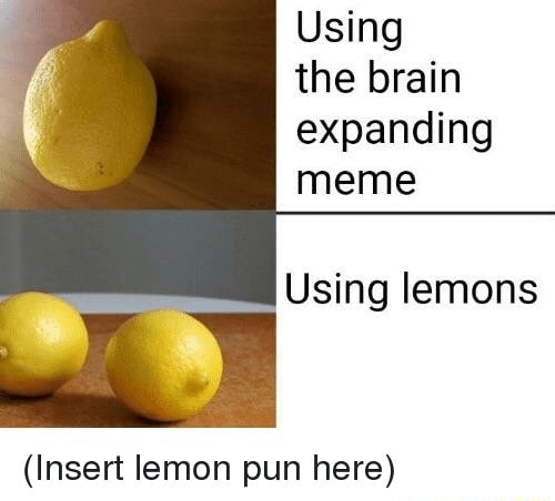 Using the brain expanding meme Using lemons (Insert lemon pun here ...
