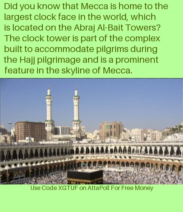 Did you know that Mecca is home to the largest clock face in the world ...