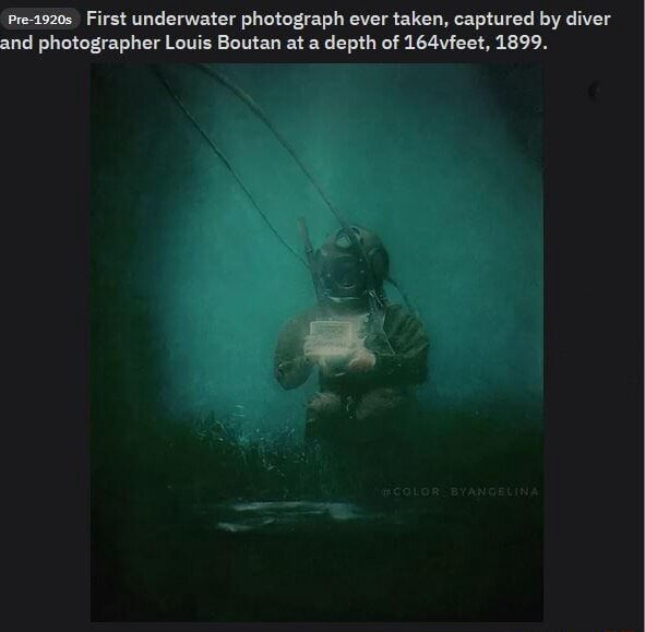 Pre-1920s First underwater photograph ever taken, captured by diver and ...