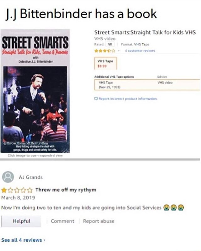 ].J Bittenbinder has a book Street Smarts Straight Talk for Kids VHS ...