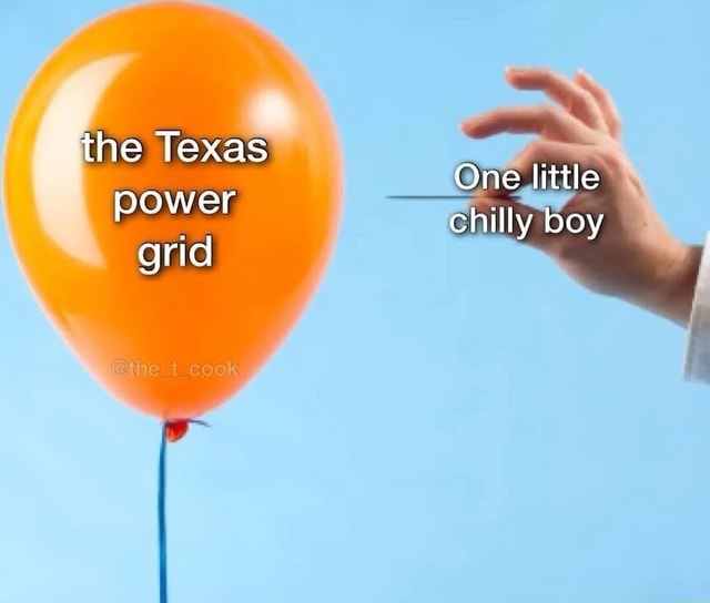 #the Texas power grid One little chilly boy - iFunny