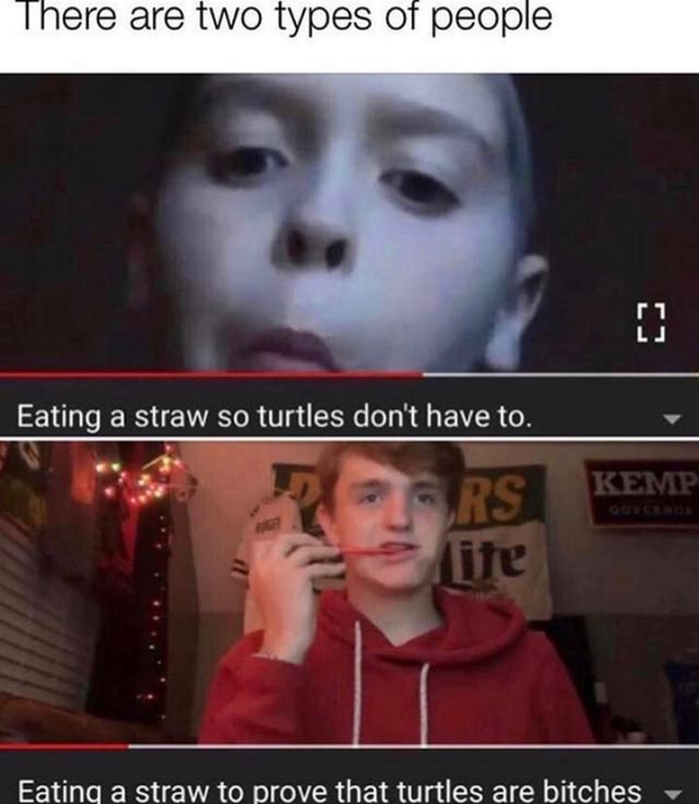 Eating a straw so turtles don't have to. Eatina a straw to prove that ...