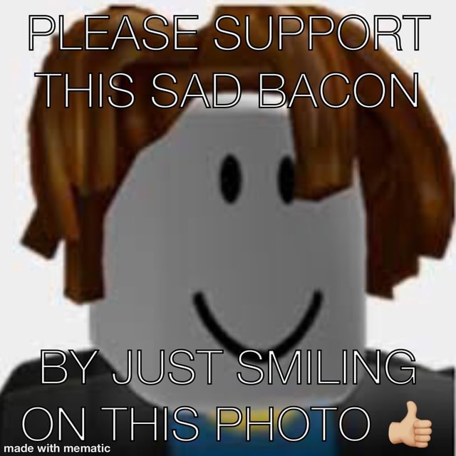 PLEASE SUPPORT THIS SAD BACON BY JUST SMILING ade with THIS PHOTO - iFunny