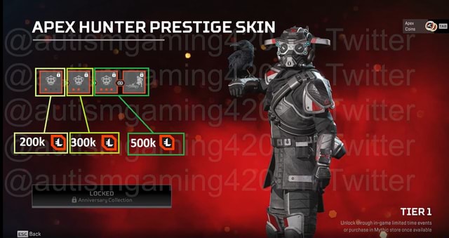 'Apex Coins OS APEX HUNTER PRESTIGE SKIN 200k 300k 500k LOCKED ...