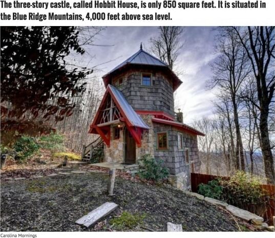 The three-story castle, called Hobbit House, is only 850 square feet ...