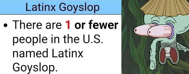 E There are 1 or fewer people in the U.S. named Latin Goyslop. - iFunny