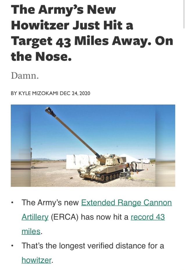 The Army's New Howitzer Just Hit a Target 43 Miles Away. On the Nose ...