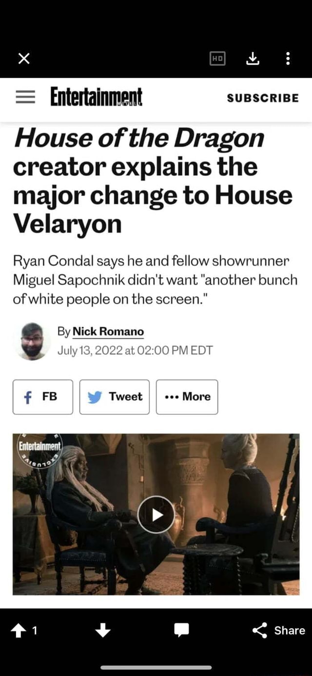 =I Entertainment SUBSCRIBE House of the Dragon creator explains the major change to House ...