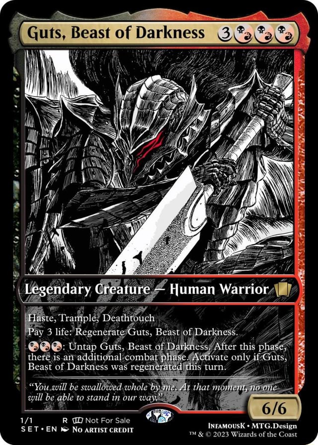 Guts, Beast of Darkness Legendary Creature Human Warrior Pas 3 life ...