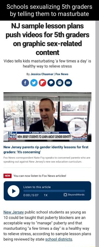 Schools sexualizing Sth graders by telling them to masturbate NJ sample ...