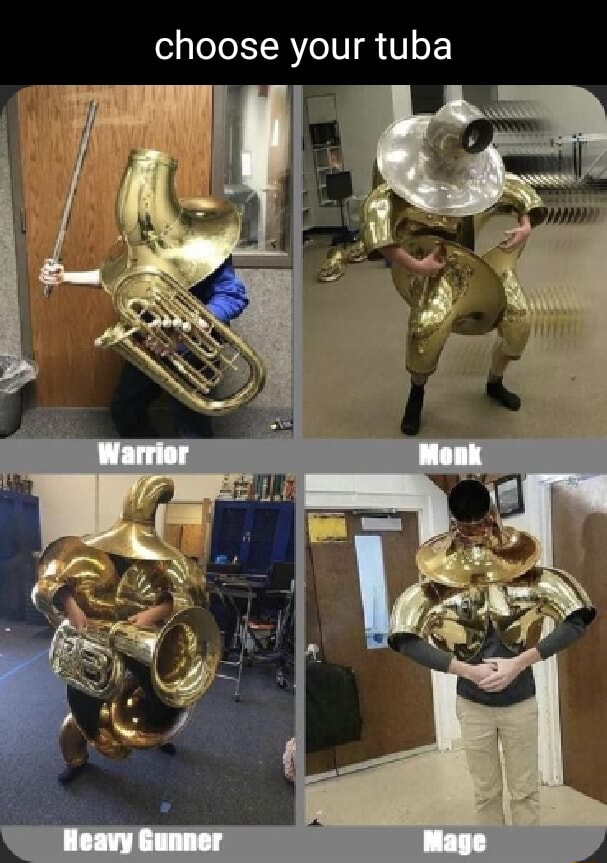 Choose your tuba Wartiar Monk Heavy Gunner Mage - iFunny