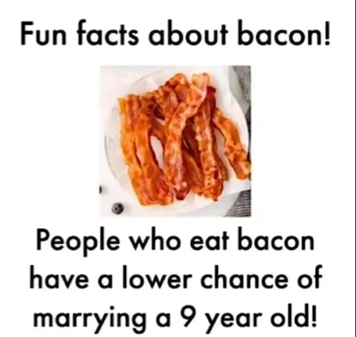 Fun facts about bacon! People who eat bacon have a lower chance of ...