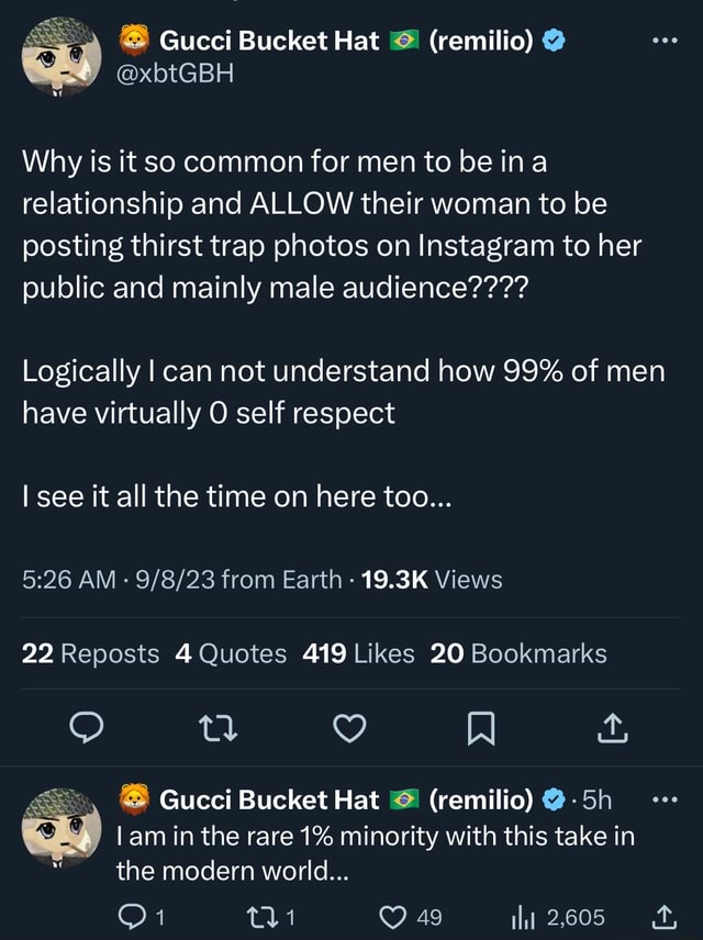 Gucci Bucket Hat (remilio) Why is it so common for men to be ina ...