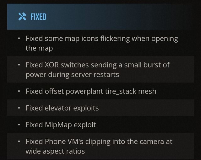 FIXED Fixed some map icons flickering when opening the map Fixed XOR switches sending a small ...