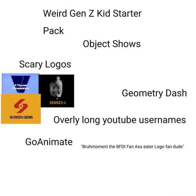 Weird Gen Z Kid Starter Pack Object Shows Scary Logos Geometry Dash ...