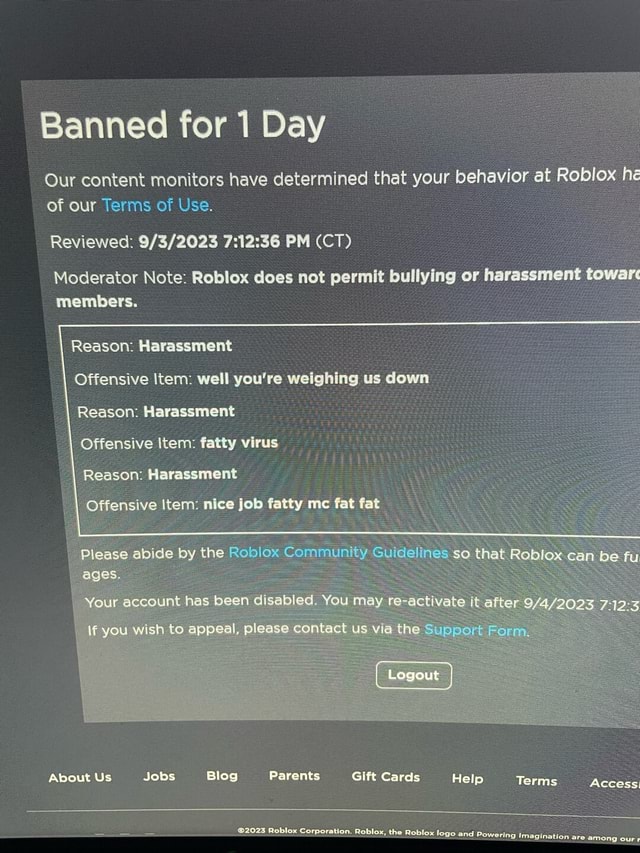 Banned for Day Our content monitors have determined that your behavior ...