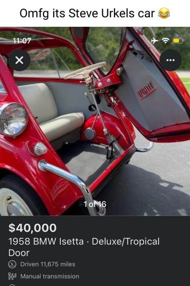 Omfg its Steve Urkels car $40,000 1958 BMW Isetta - Door Driven 11,675 ...