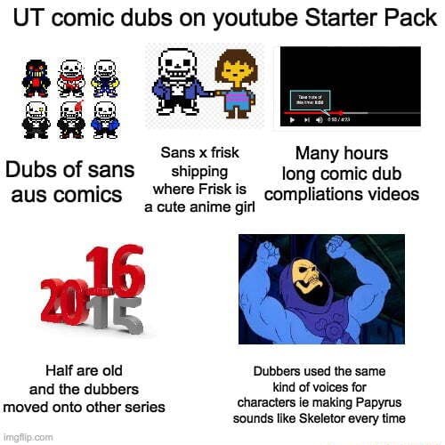 UT comic dubs on youtube Starter Pack Sans x frisk Many hours Dubs of ...
