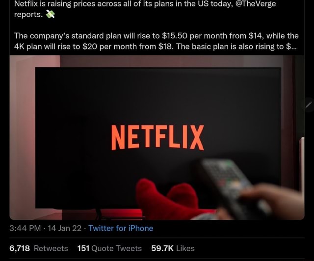 Netflix is raising prices across all of its plans in the US today ...