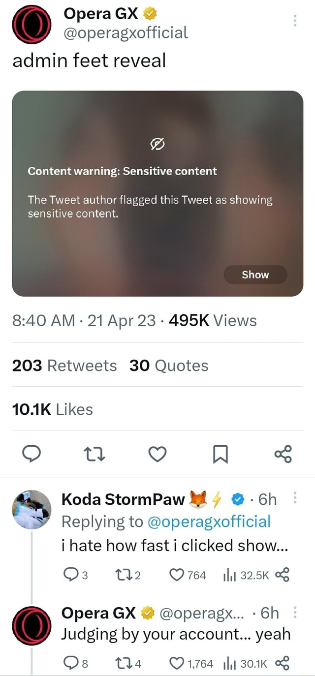 Admin feet reveal Content warning: Sensitive content The Tweet author ...