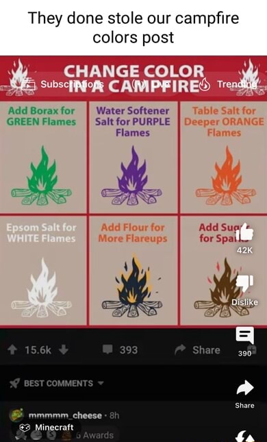 They done stole our campfire colors post CHANGE COLOR CAMP Add Borax ...