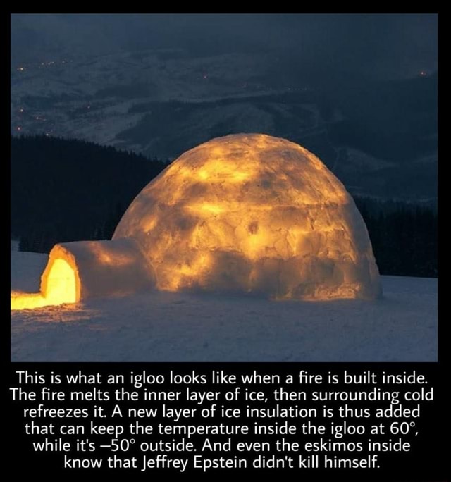 This is what an igloo looks like when a fire is built inside. The fire ...