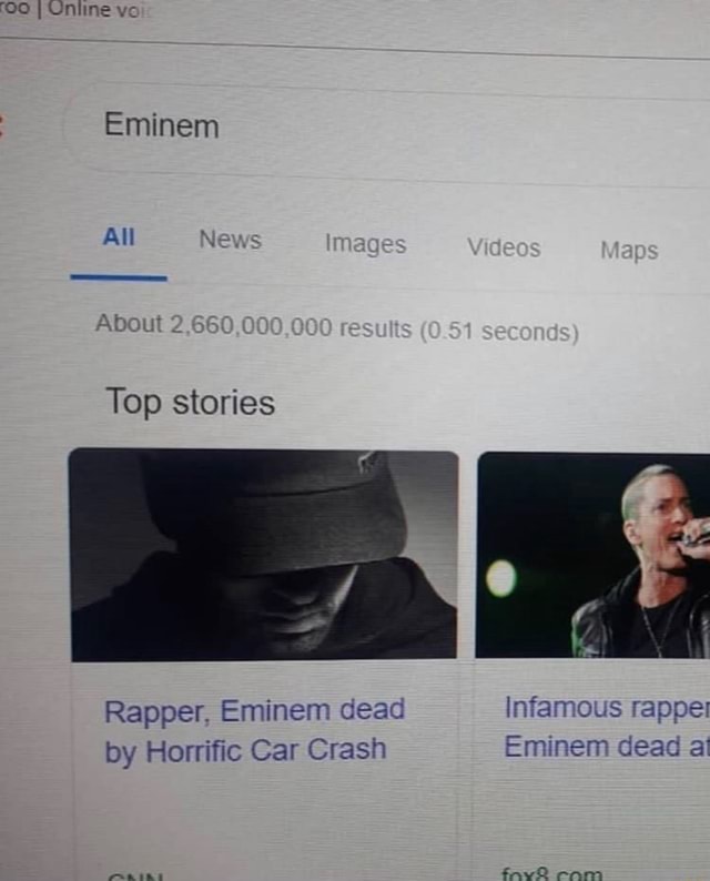 TOO I Uniine vo Eminem Rapper, Eminem dead Infamous rappel by Horrific ...