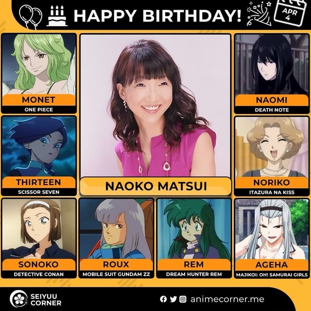 HAPPY BIRTHDAY NAOMI ONE PIECE DEATH NOTE THIRTEEN NAOKO SCISSOR SEVEN ITAZURA NA KISS DETECTIVE ...