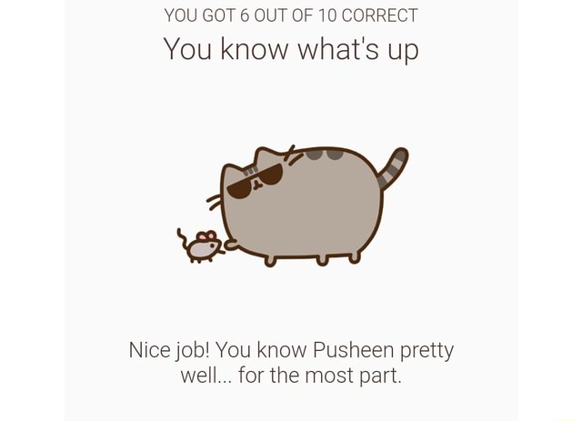 YOU GOT 6 OUT OF 10 CORRECT You know what's up Nice job! You know ...