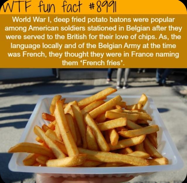 Tun tact World War I, deep fried potato batons were popular among ...