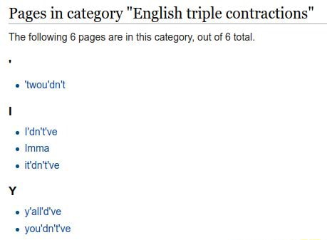 Wot in tarnation - Pages in category "English triple contractions" The ...