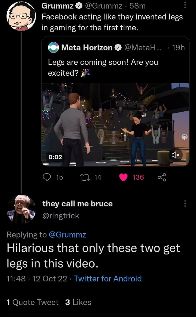 Grummz@ @Grummz - Facebook acting like they invented legs in gaming for ...