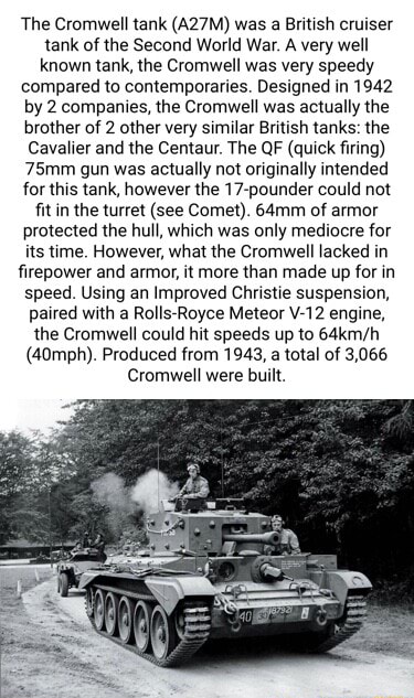 The Cromwell tank (A27M) was a British cruiser tank of the Second World ...