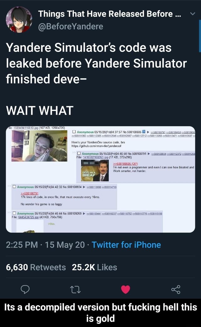 Things That Have Released Before Yandere Simulator's code was leaked ...