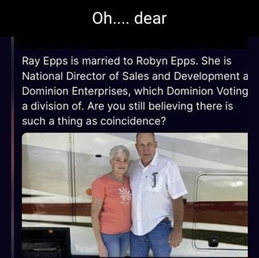 Oh.... dear Ray Epps is married to Robyn Epps. She is National Director ...