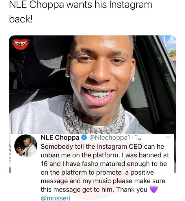 NLE Choppa wants his Instagram back! NLE Choppa & Somebody tell the ...