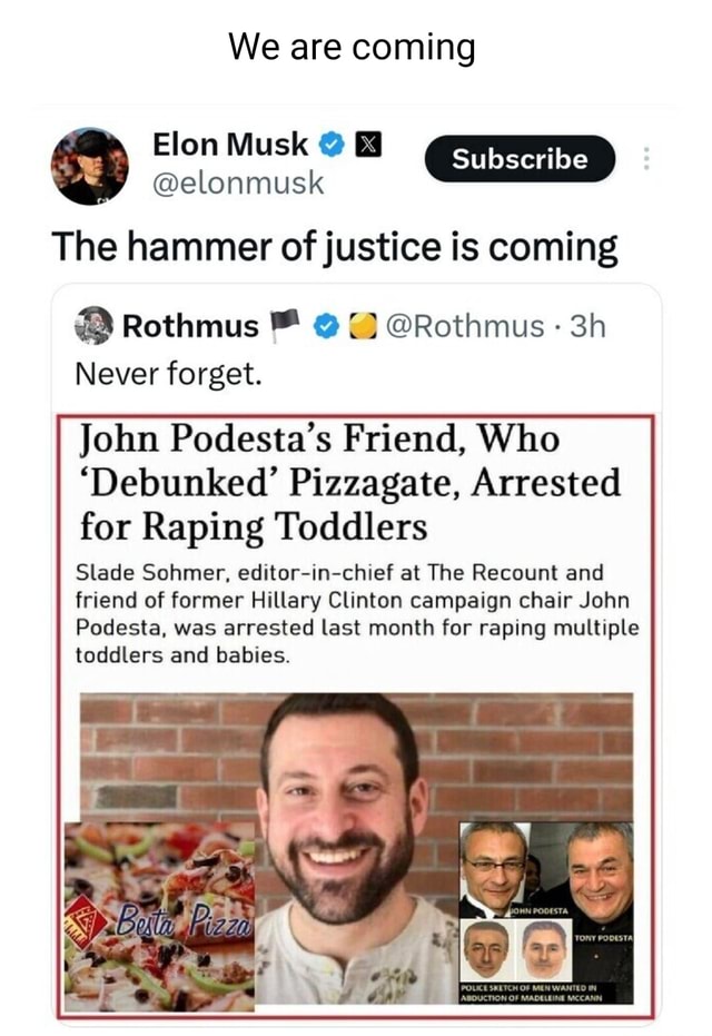 We are coming Elon Musk Subscribe @elonmusk The hammer of justice is ...