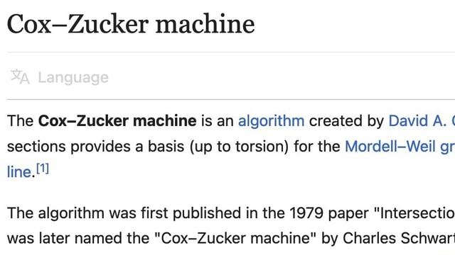 Cox-Zucker machine The Cox-Zucker machine is an algorithm created by ...