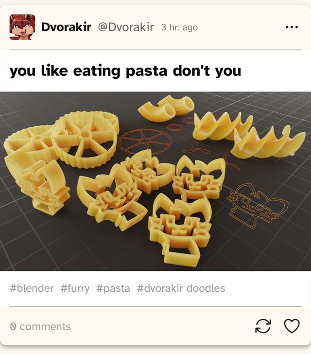 You like eating pasta don't you #blender #furry #pasta #dvorakir ...