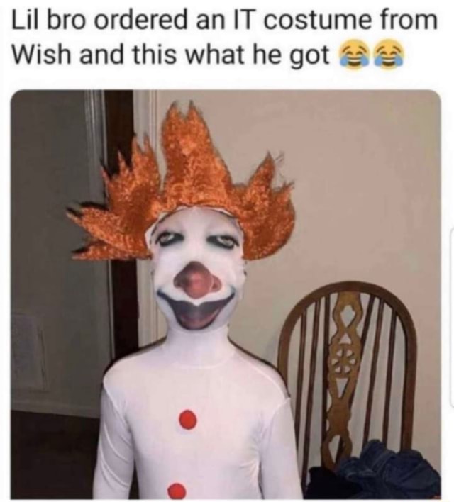 Lil bro ordered an IT costume from Wish and this what he go ª- -‘ ª ...