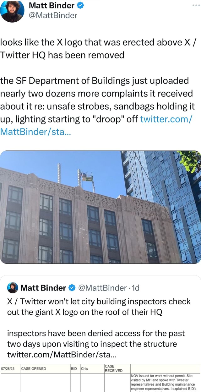 Matt Binder @ @MattBinder looks like the X logo that was erected above ...