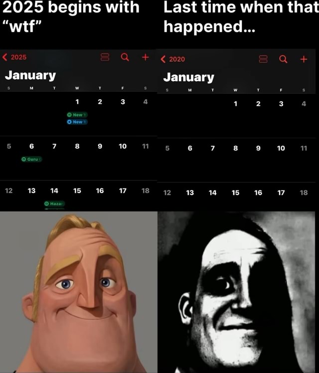 2025 begins with Last time when that happened... "wtf" 2025