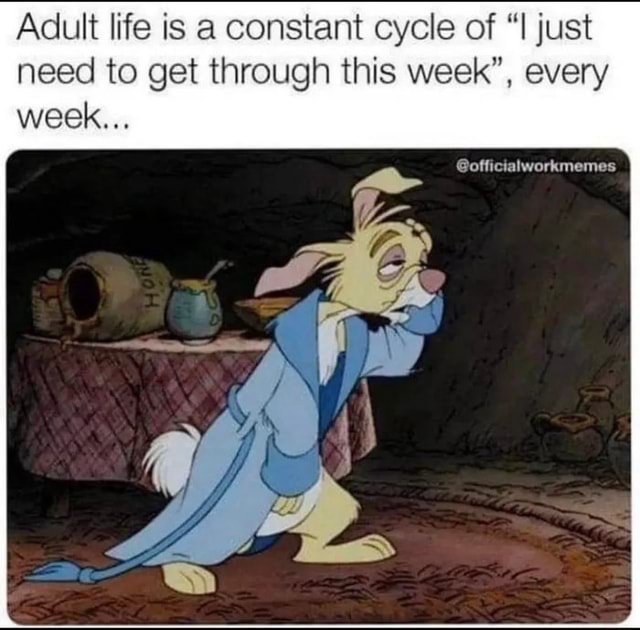 Adult life is a constant cycle of just need to get through this week ...