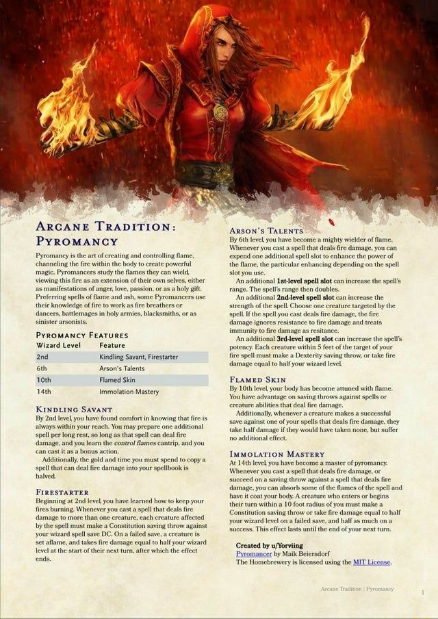 ARCANE TRADITION: PYROMANCY Pyromancy isthe art of ereating and ...