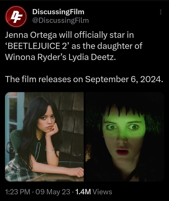 DiscussingFilm @DiscussingFilm Jenna Ortega will officially star in ...