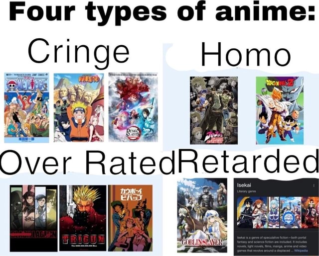 Four types of anime: Cringe Homo - iFunny