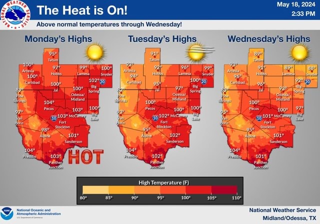 % The Heat is On! Above normal temperatures through Wednesday! Monday's ...