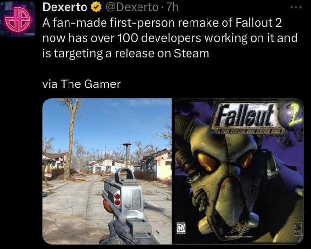 Dexerto @Dexerto: Wig Afan-made first-person remake of Fallout 2 now ...